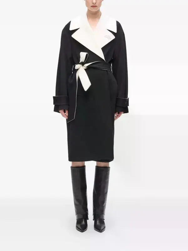 Karl Lagerfeld Belted Coat With Contrast Collar