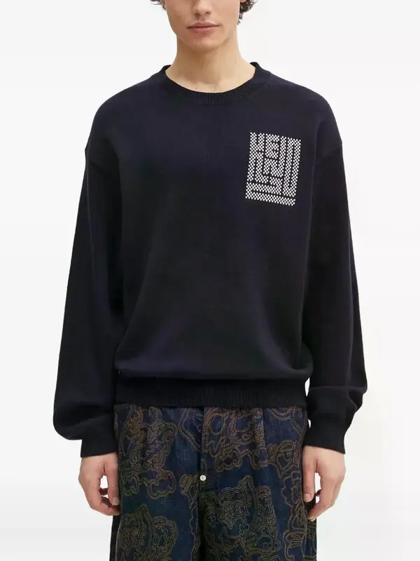 Kenzo Kamon Intarsia Logo Crew Neck Sweater