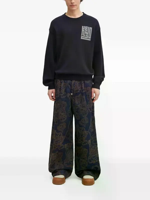 Kenzo Kamon Intarsia Logo Crew Neck Sweater