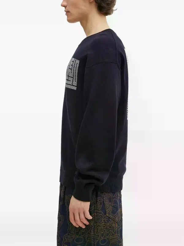 Kenzo Kamon Intarsia Logo Crew Neck Sweater