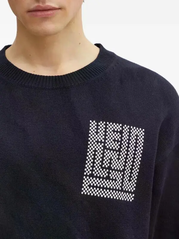 Kenzo Kamon Intarsia Logo Crew Neck Sweater