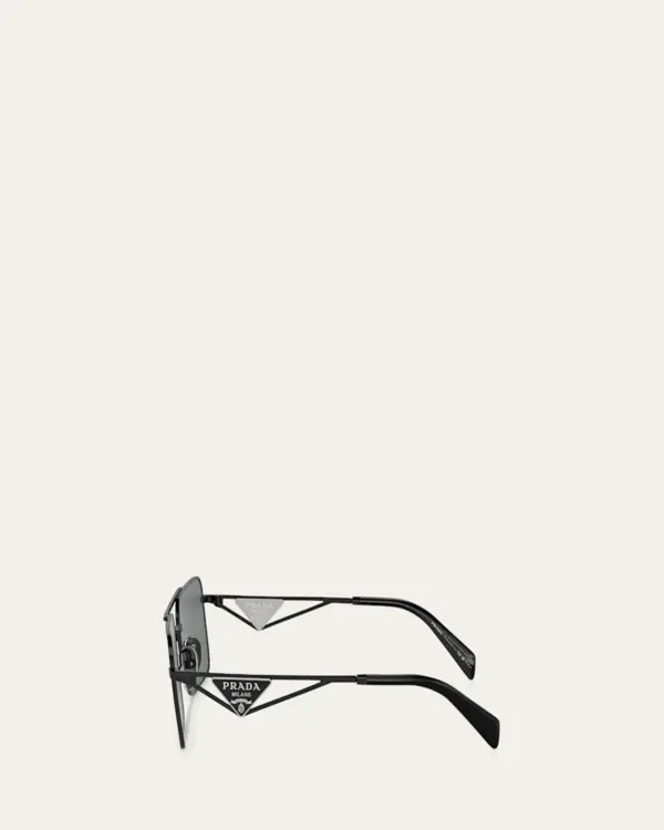 Prada Polarized Steel Rectangular Sunglasses