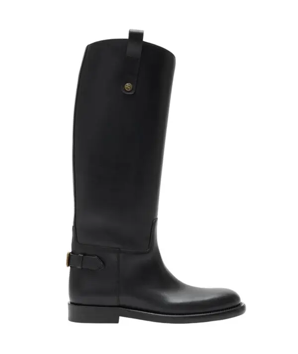 Burberry Leather Cavalier Boots - Black