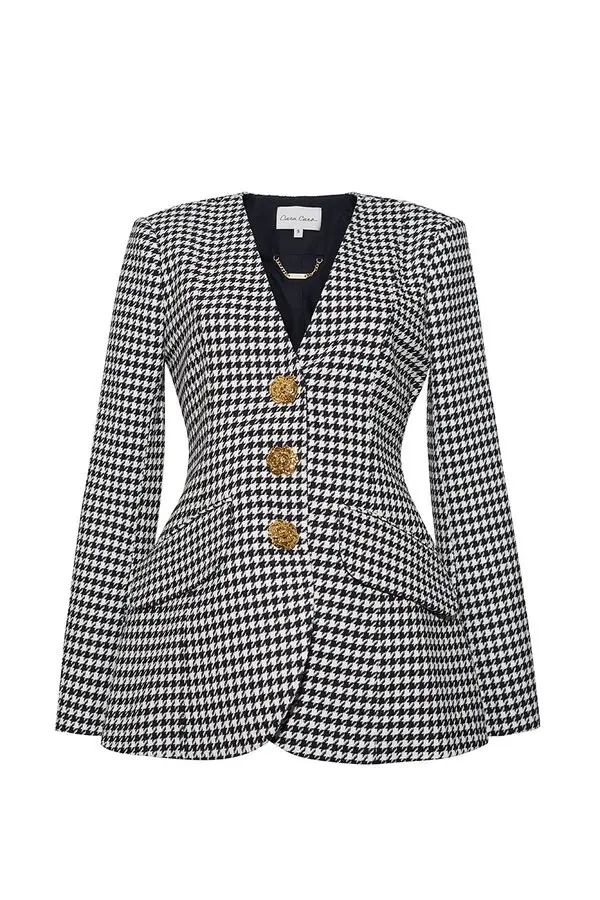 Cara Cara Wes Jacket - Houndstooth Black White