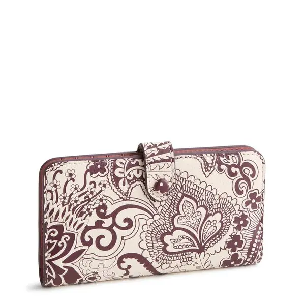 VERA BRADLEY Tab Wallet In Eclectic Paisley Cottage Cream - Red/white