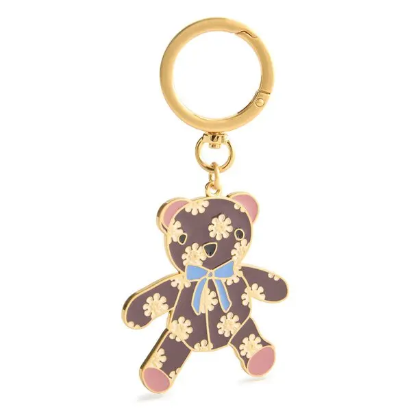 VERA BRADLEY Enamel Bear Bag Charm Keychain In Rachel Ditsy - Red