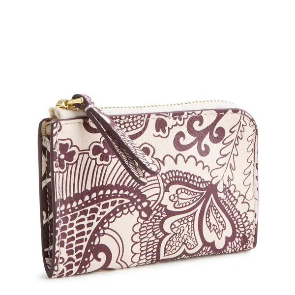 VERA BRADLEY Zip Card Pouch In Eclectic Paisley Cottage Cream - Red