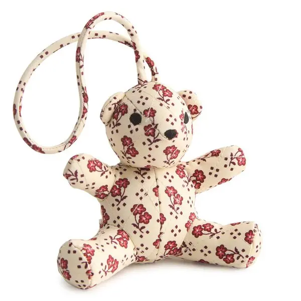 VERA BRADLEY Bitty Bear Bag Charm Keychain In Rachel Ditsy - Red/blue