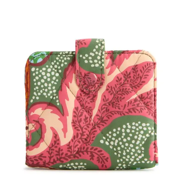 VERA BRADLEY Small Tab Wallet In Leaf Me Not Paisley - Green/orange