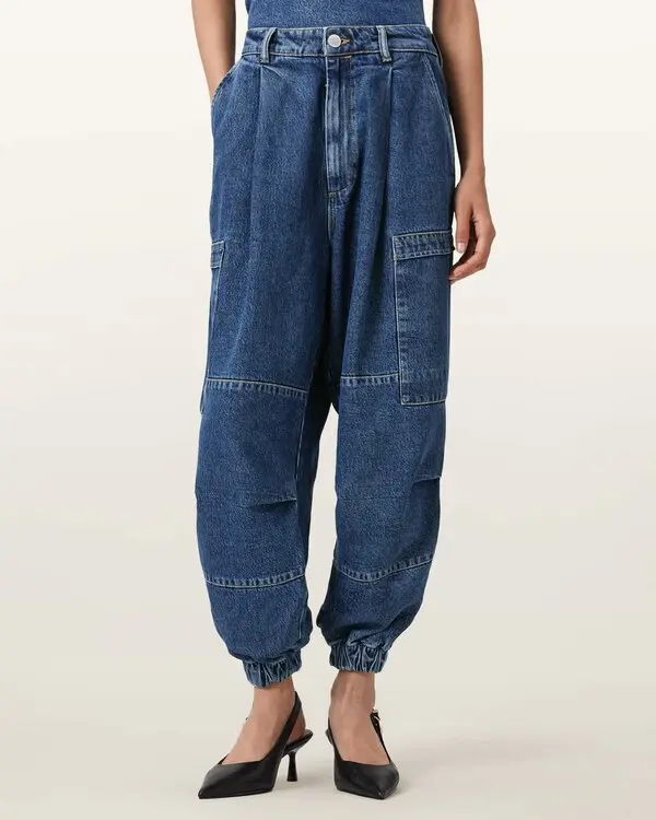ALLSAINTS Sol Tapered Denim Cargo Jeans - Blue
