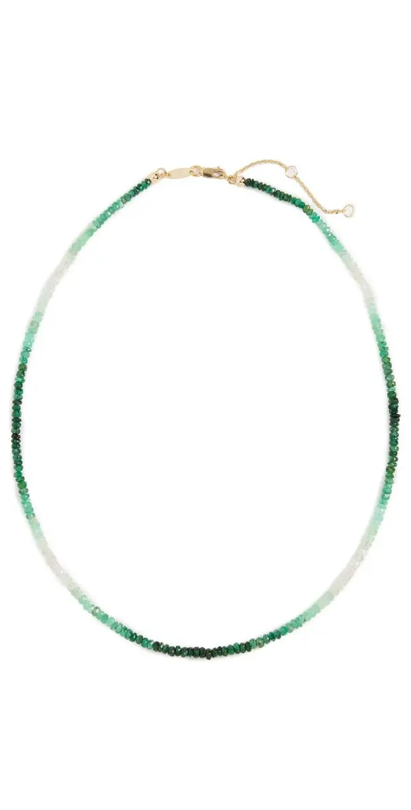 Shashi Aisha Gemstone Necklace - Emerald Ombre Floral