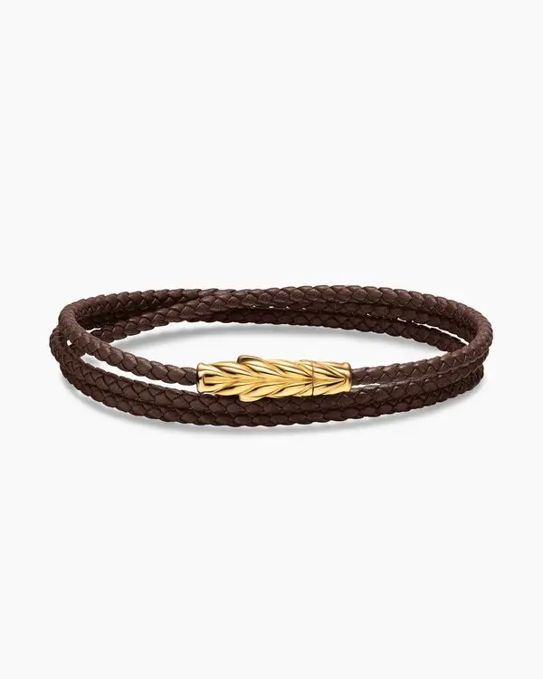 David Yurman Chevron Triple Wrap Bracelet - Brown Leather
