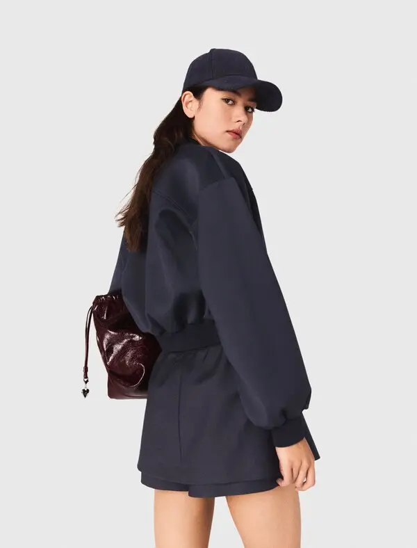 Maje Zipped Mix Wool Bomber Jacket