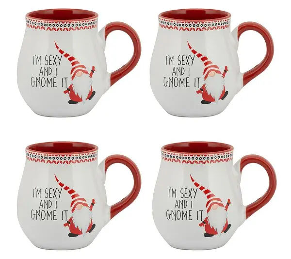 10 STRAWBERRY STREET Set Of 4 Holiday Gnome Mug S - One-color