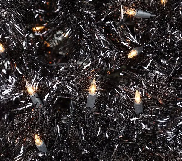 NORTHLIGHT Prelit Tinsel Halloween Tree 9' With Clear Lights