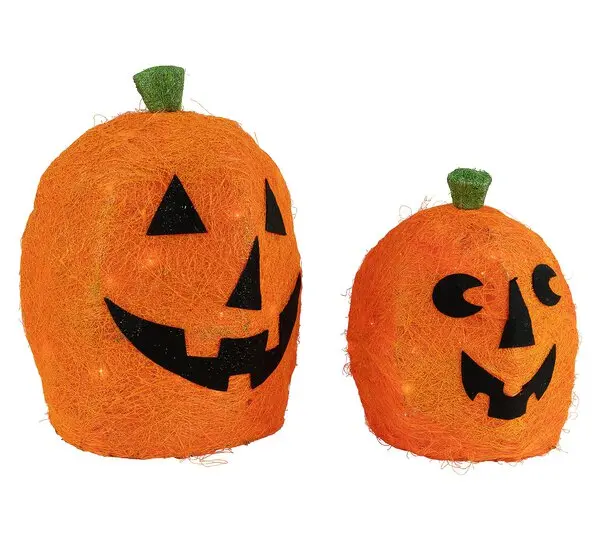 NORTHLIGHT Prelit Jack O' Lanterns Yard Hallowe N Decors 2pc