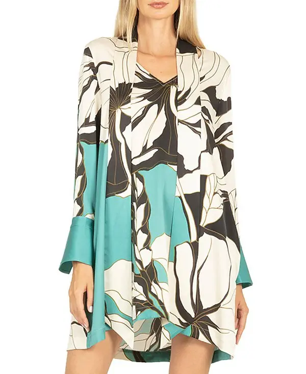 SECRET PON-PON Nerissa Dress - Cyan Green Abstract Floral
