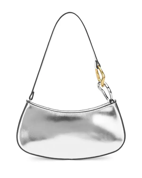 Staud Ollie Leather Shoulder Bag - Chrome Leather
