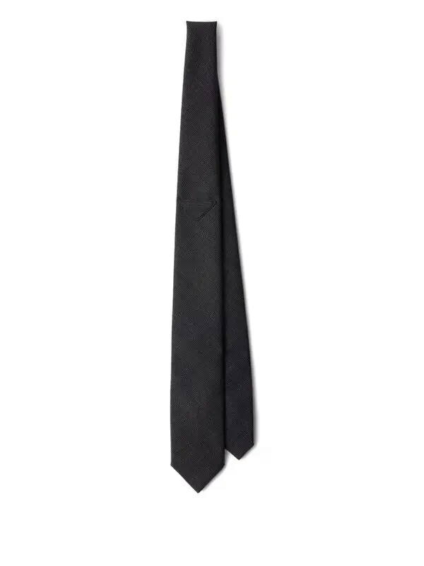 Prada Triangle-motif Wool Neck Tie - Grey