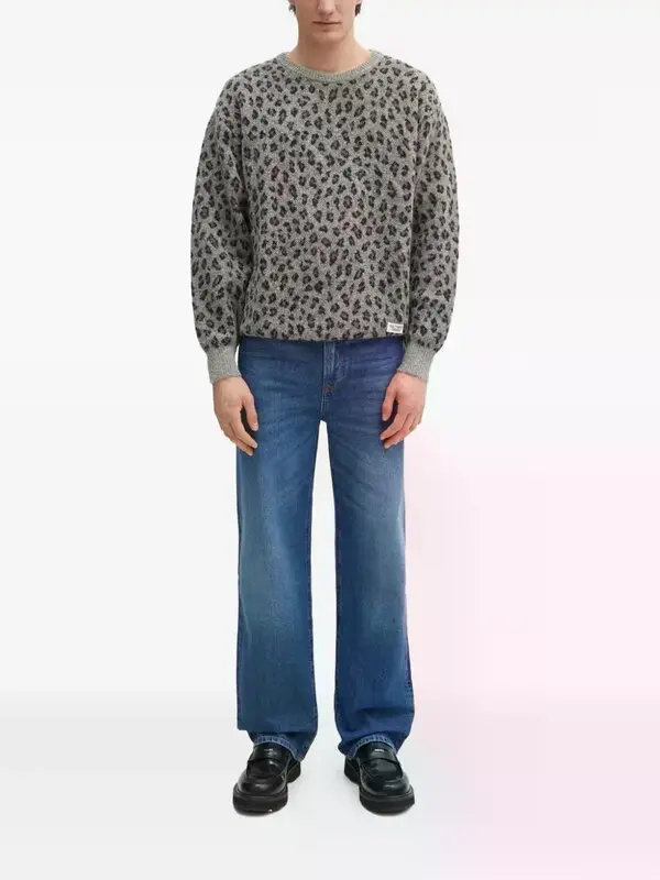 WACKO MARIA Leopard-print Crew-neck Sweater
