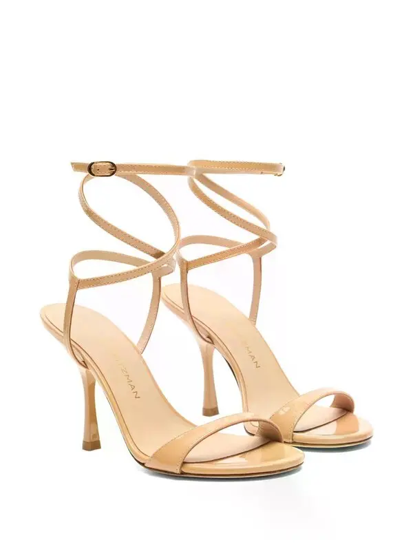 STUART WEITZMAN 100mm Nudist Wrap Patent-leather Sandals - Neutrals