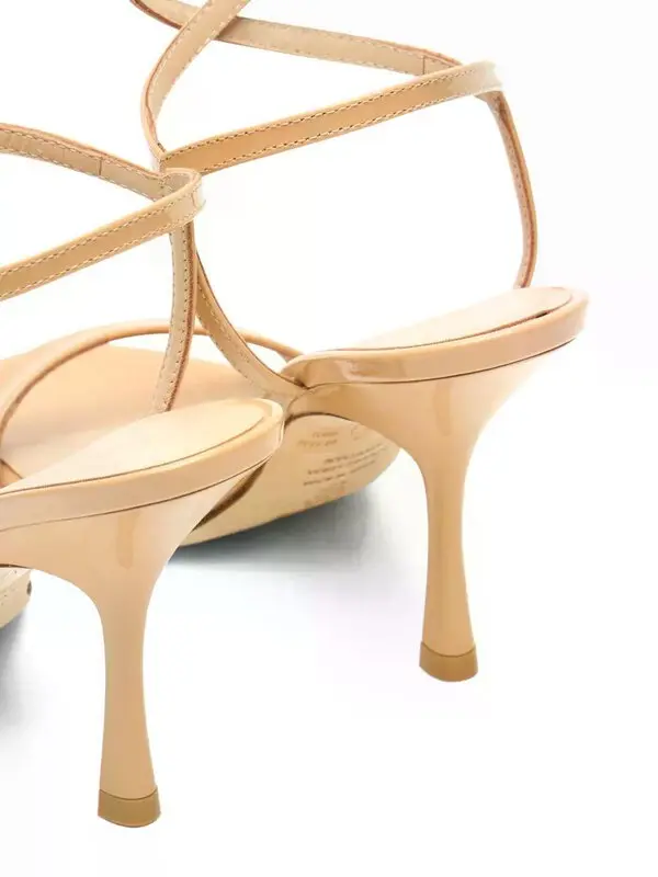 STUART WEITZMAN 100mm Nudist Wrap Patent-leather Sandals - Neutrals