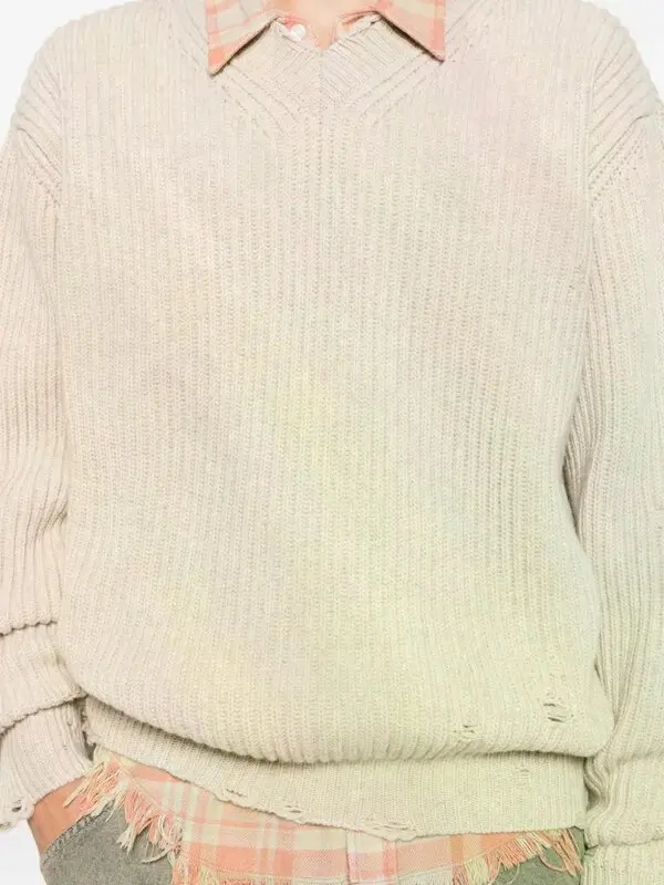 MAISON MARGIELA V-neck Ribbed Knit Sweater