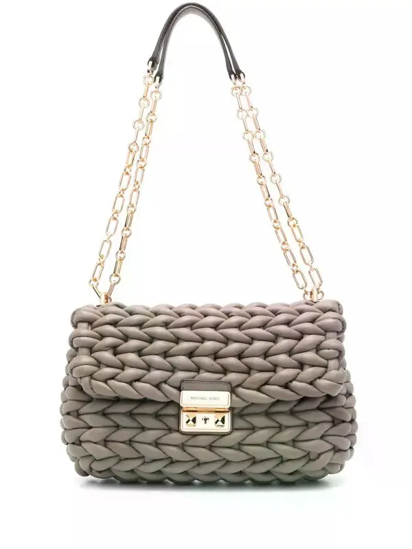 Michael Kors Braided Leather Shoulder Bag - Neutrals