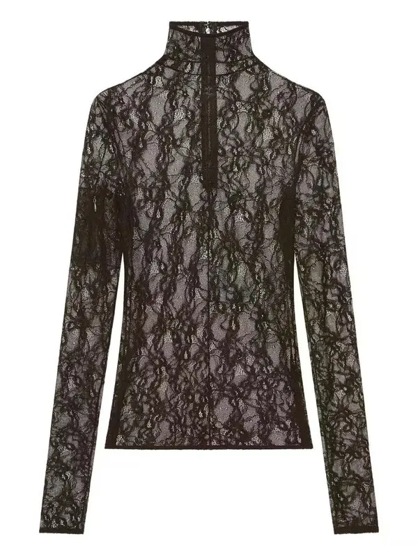 COURREGES Lace High-neck Top - Black