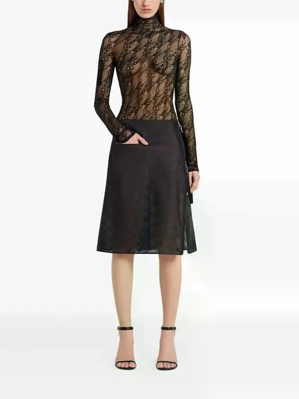 COURREGES Lace High-neck Top - Black