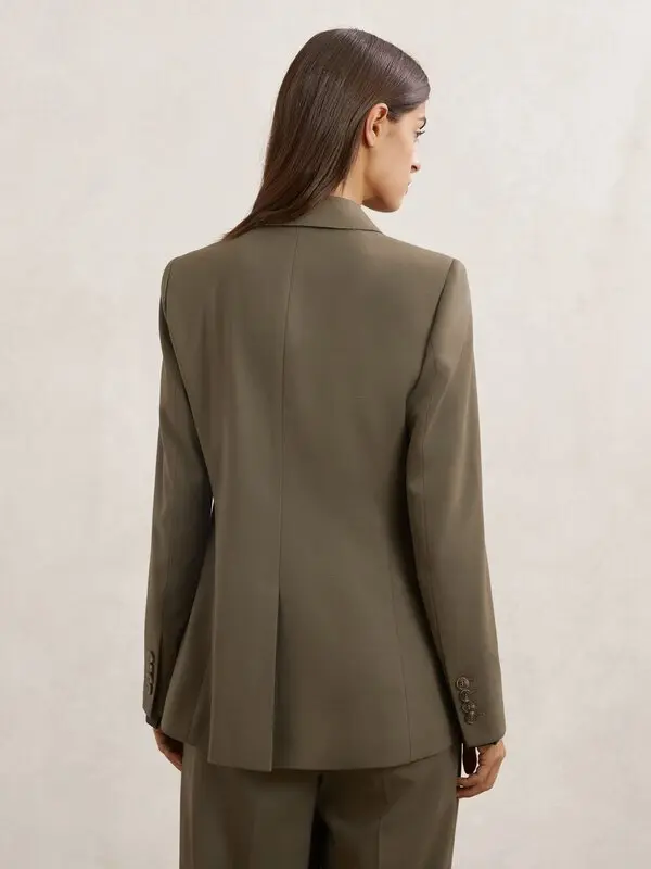 REISS Solene Petite Wool-blend Double-breasted Suit Blazer - Green