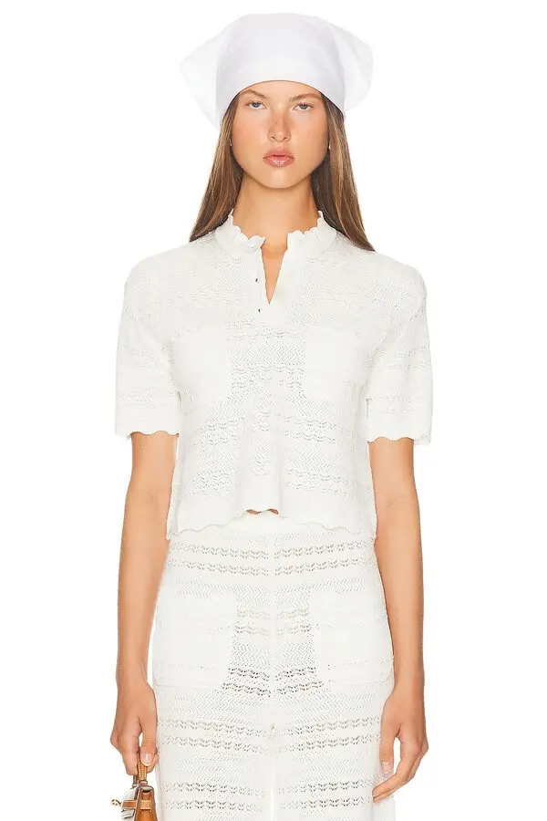 HELSA Kaitltn Scalloped Knit Top