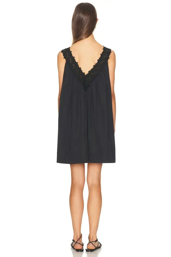 HELSA Mini Dress With Lace In Tech Poplin - Black