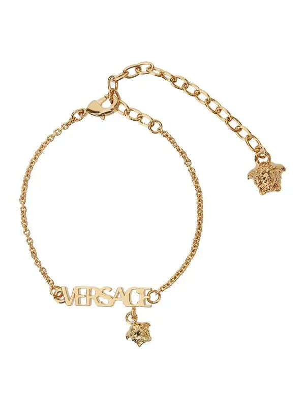 Versace Metal Bracelet With Medusa Charm And Logo - Grey