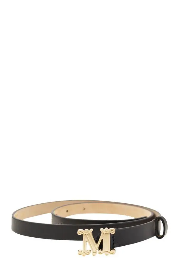 Max Mara Monogram Leather Belt - Black