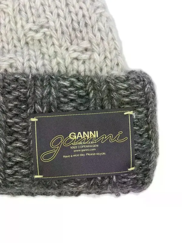 GANNI Logo-appliqué Beanie
