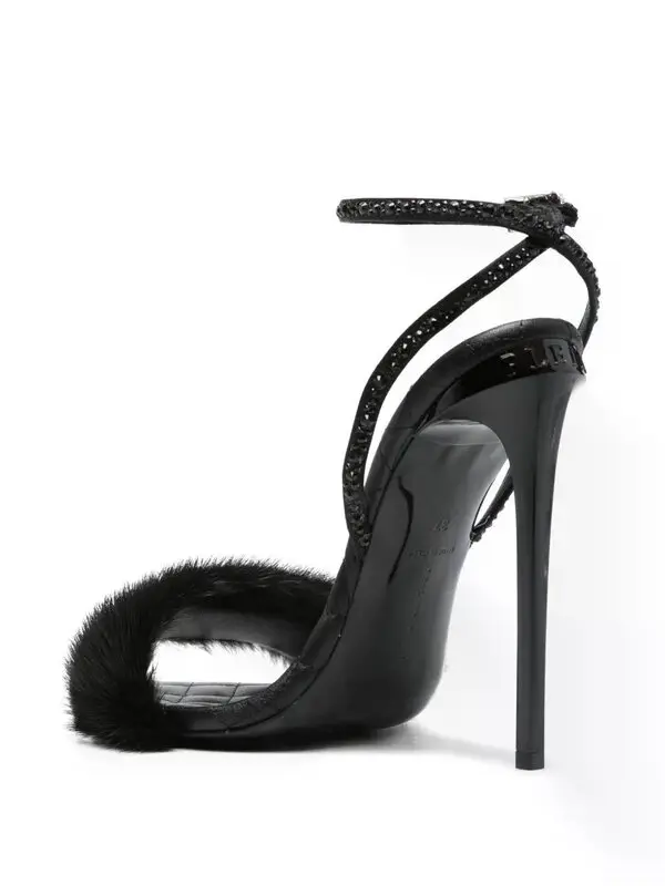 Philipp Plein Crystal-embellished Fur Sandals