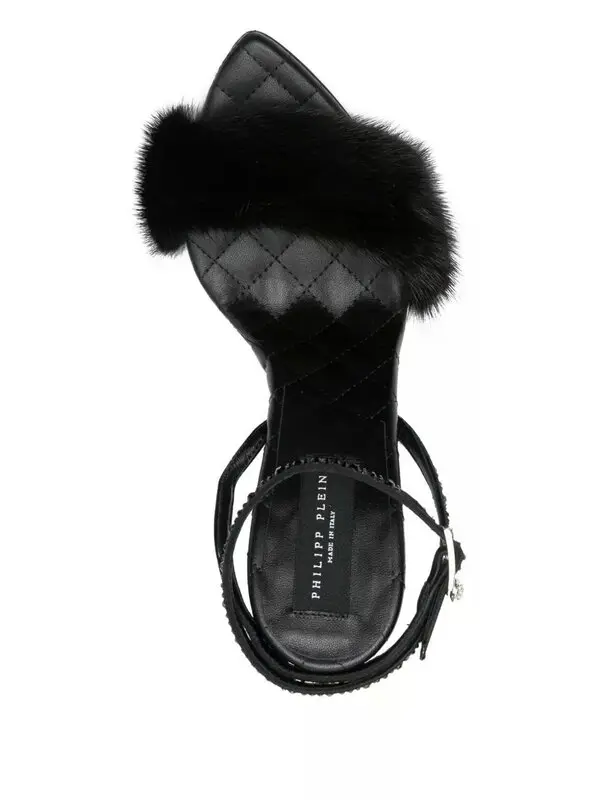 Philipp Plein Crystal-embellished Fur Sandals