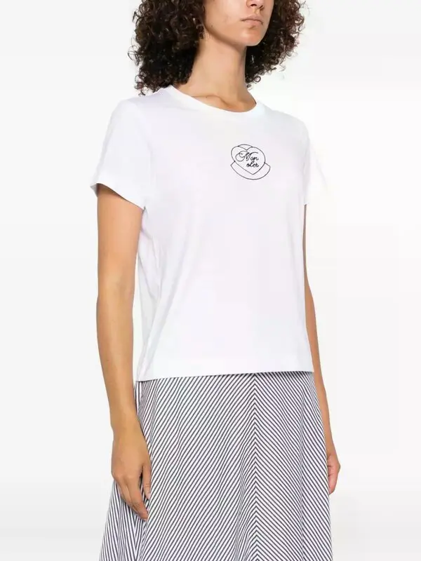 Moncler Heart-embroidered Cotton T-shirt - White
