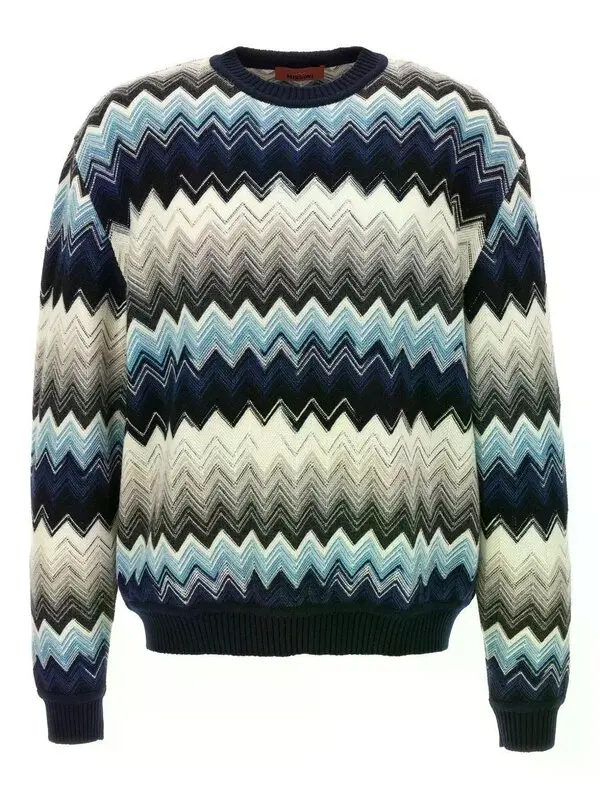 Missoni Zigzag-pattern Crew-neck Sweater - Blue