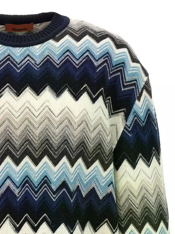 Missoni Zigzag-pattern Crew-neck Sweater - Blue