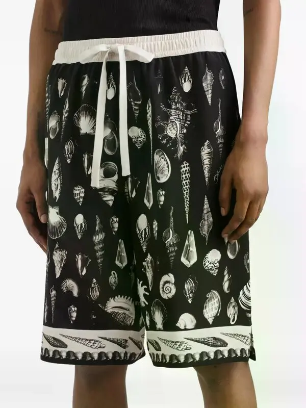 Dolce & Gabbana Seashell-print Drawstring Shorts - Black