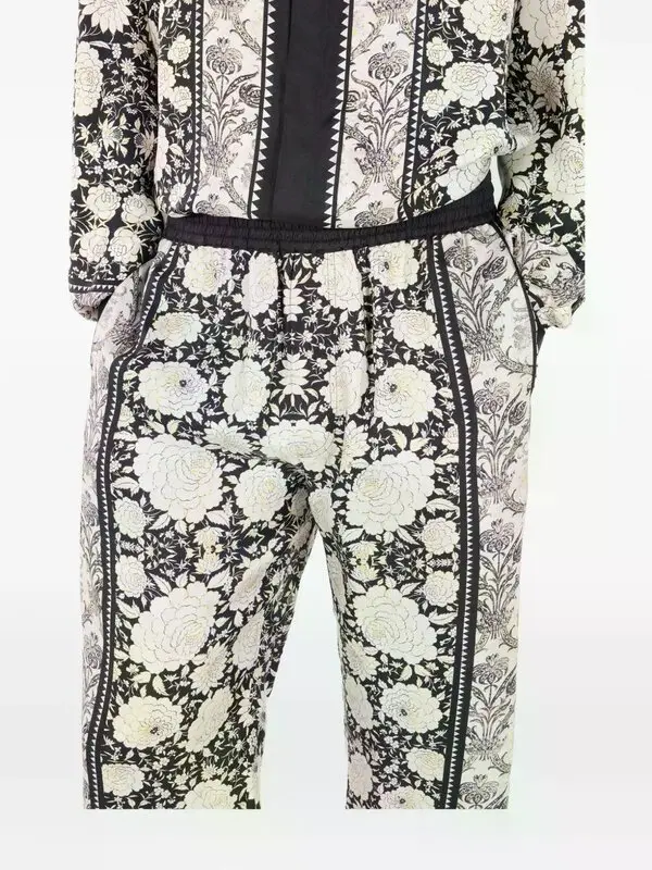 Roberto Cavalli Floral-print Silk Trousers