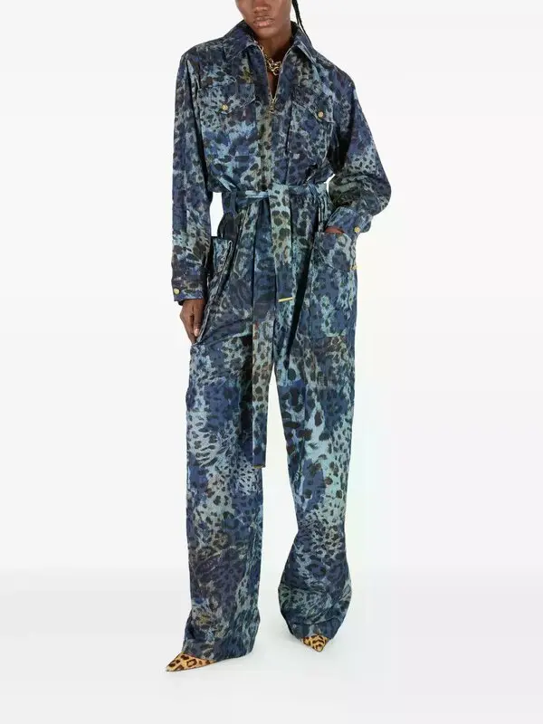 Roberto Cavalli Animal-print Belted Jumpsuit
