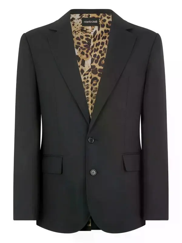 Roberto Cavalli Leopard-print Lining Wool Blazer