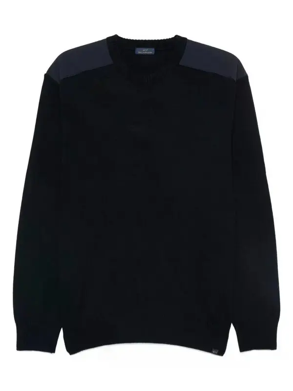Paul & Shark Wool Jumper With Shoulder Patches - Blue