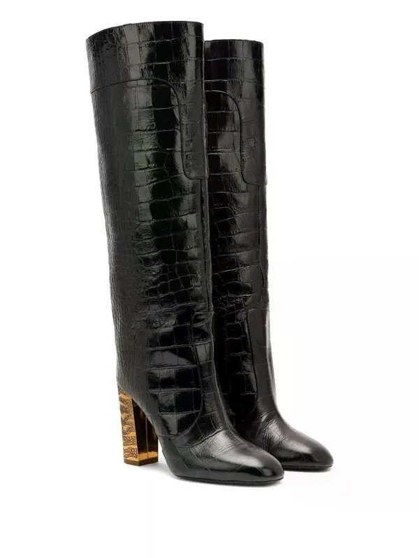 Roberto Cavalli Crocodile-effect Leather Knee-high Boots