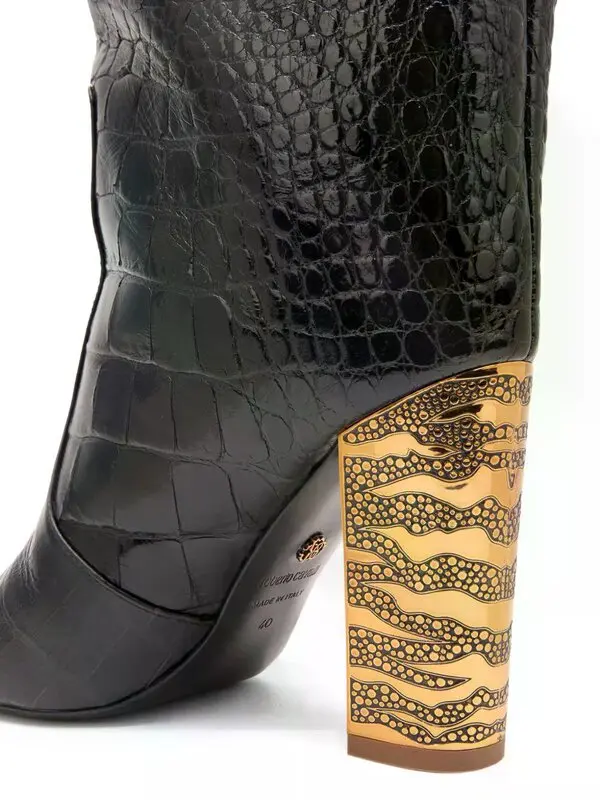Roberto Cavalli Crocodile-effect Leather Knee-high Boots