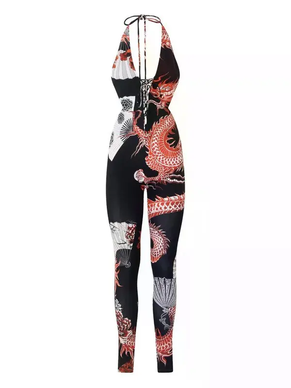 Roberto Cavalli Dragon-print Jumpsuit - Black