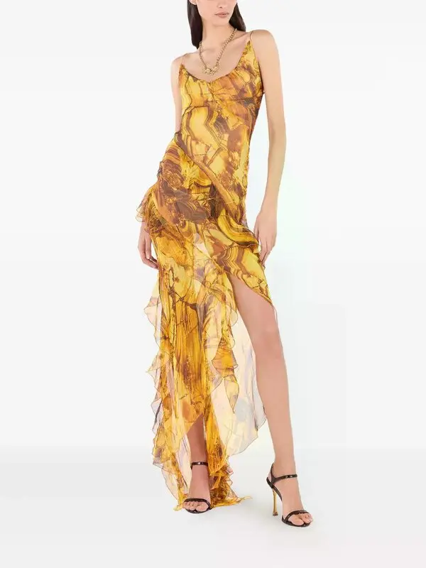 Roberto Cavalli Asymmetric Ruffled Dress